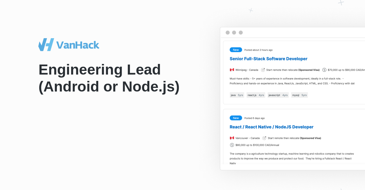 Engineering Lead (Android or Node.js) - VanHack
